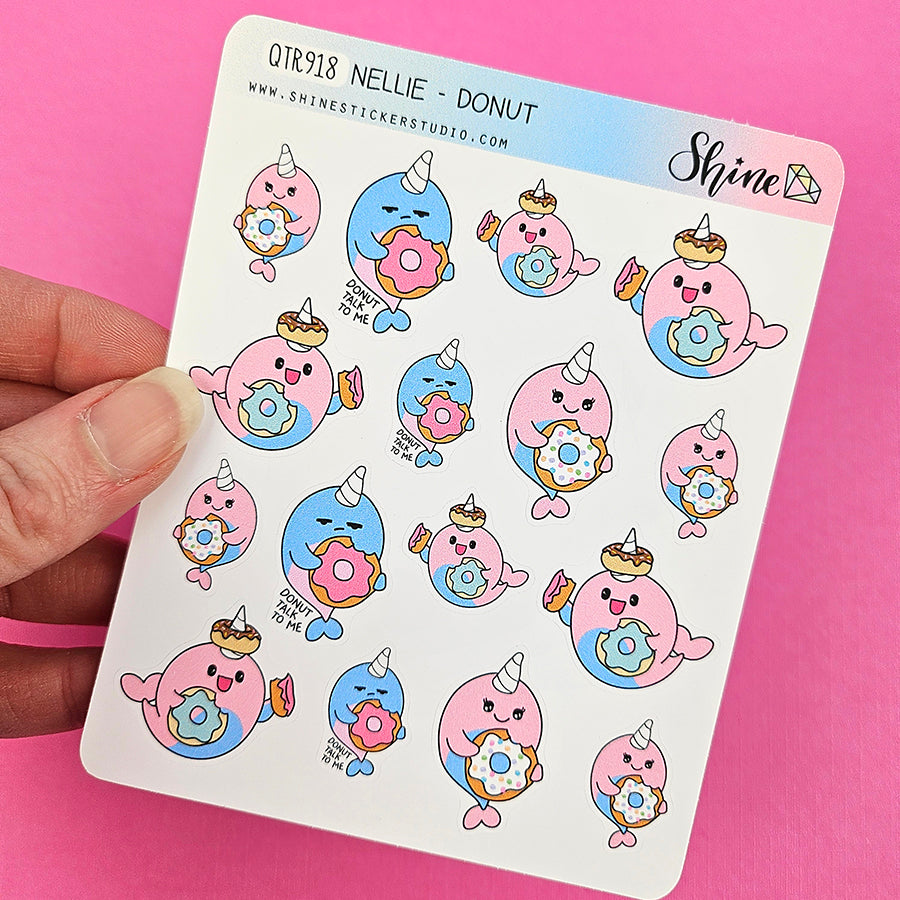 Nellie the Narwhal - Donut Planner Stickers – Shine Sticker Studio