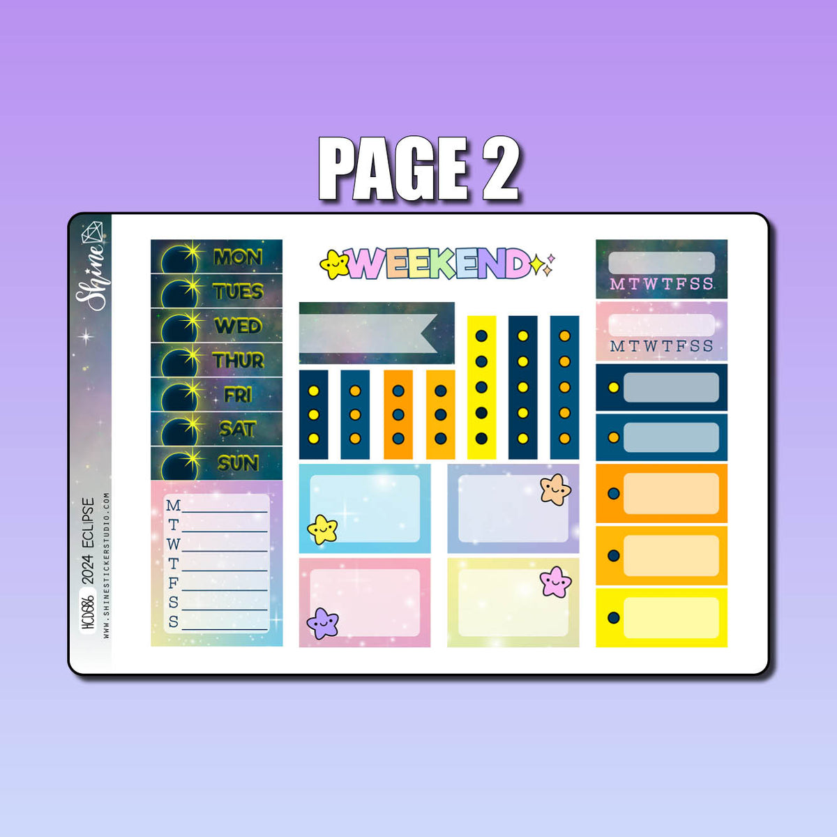 CLEARANCE 2024 Eclipse Hobonichi Cousin Sticker Kit – Shine Sticker Studio