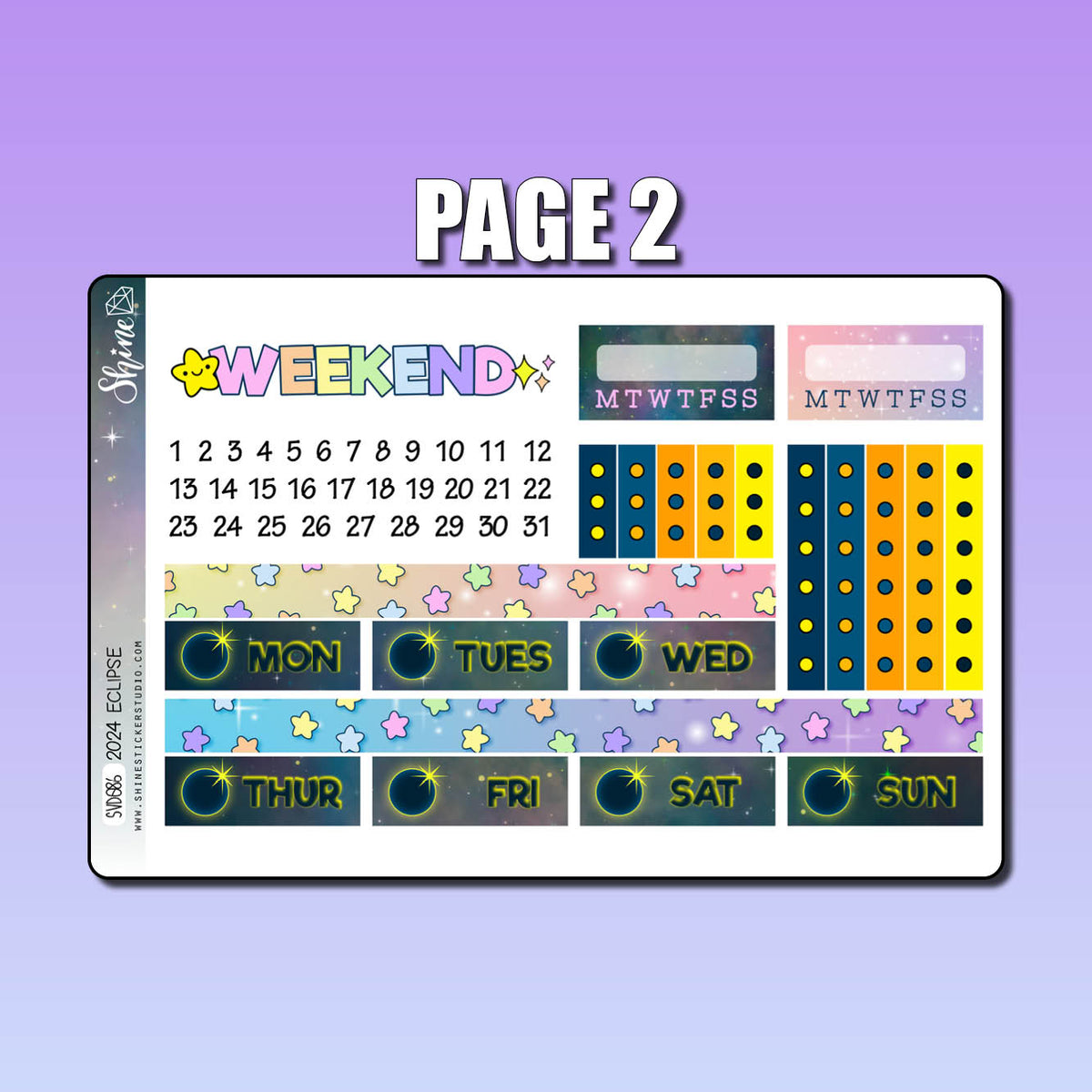 CLEARANCE 2024 Eclipse Vertical Weekly Sticker Kit – Shine Sticker Studio