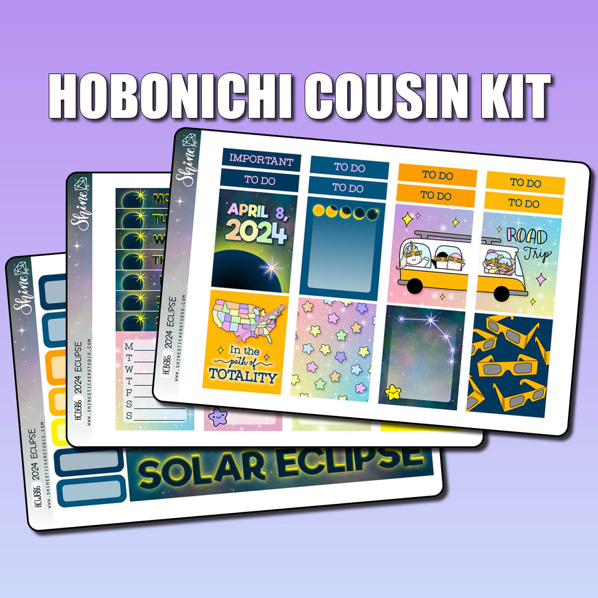 CLEARANCE 2024 Eclipse Hobonichi Cousin Sticker Kit – Shine Sticker Studio