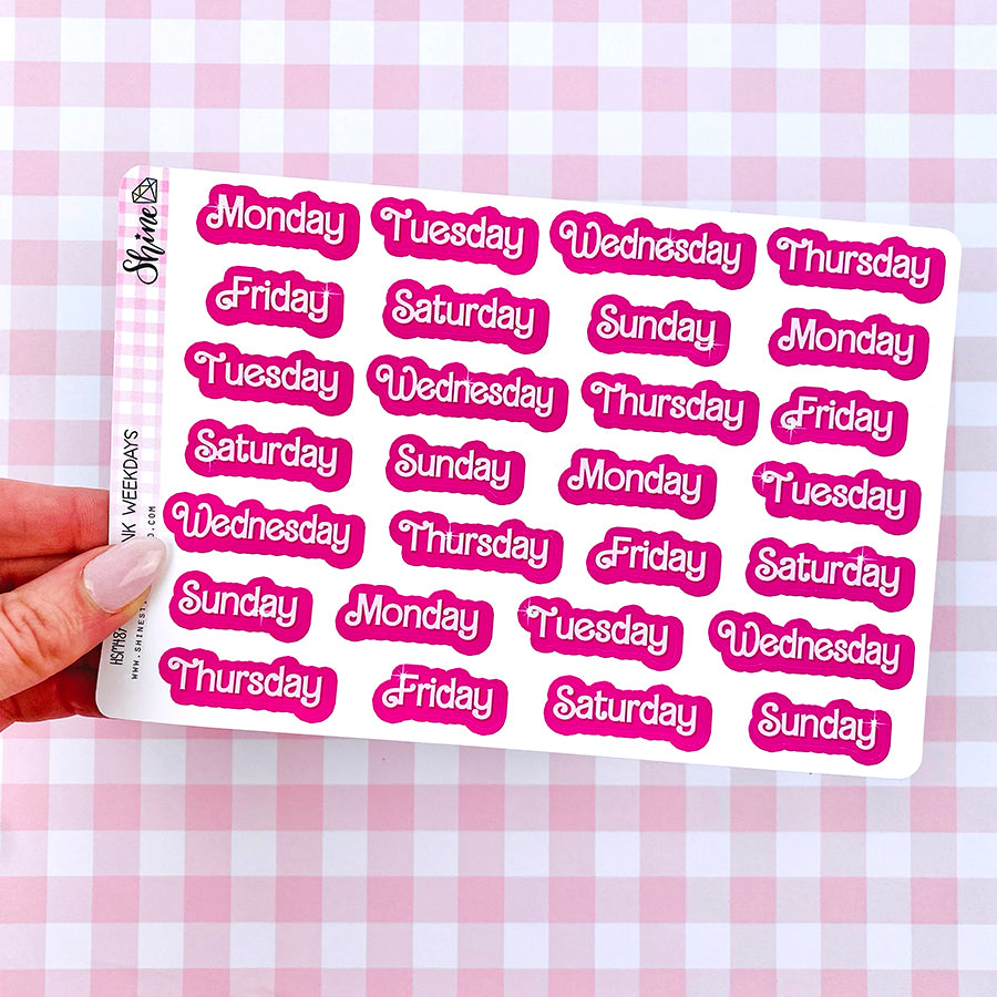 Large Retro Pink Weekdays – Shine Sticker Studio