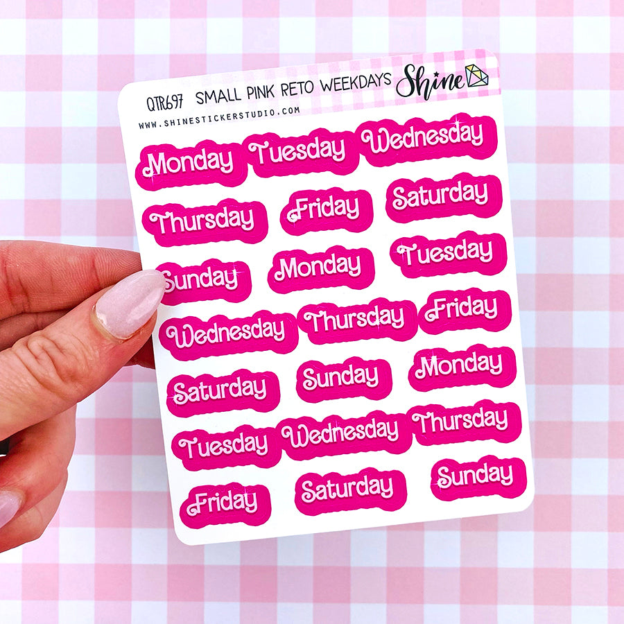 Small Retro Pink Weekday Stickers – Shine Sticker Studio