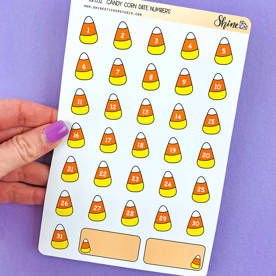 Candy Corn Date Numbers – Shine Sticker Studio