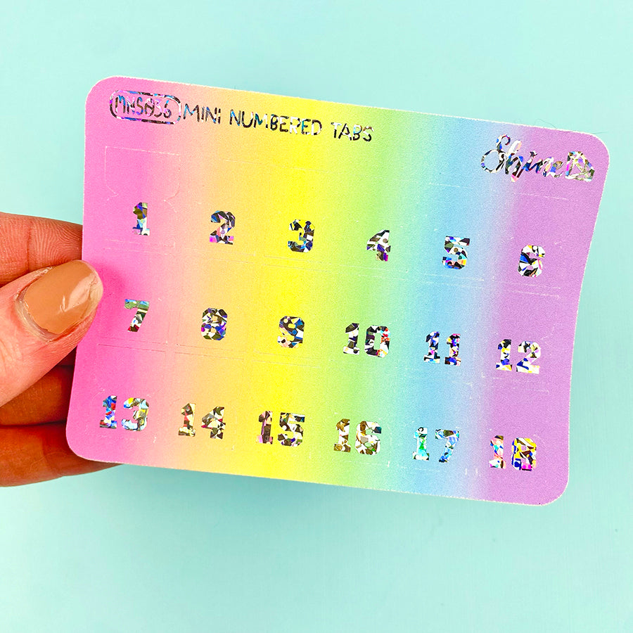 FOIL Rainbow Numbered Tabs (1-18) Mini Sheet – Shine Sticker Studio