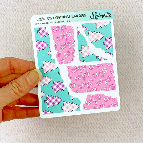Cozy Christmas Torn Paper Stickers – Shine Sticker Studio