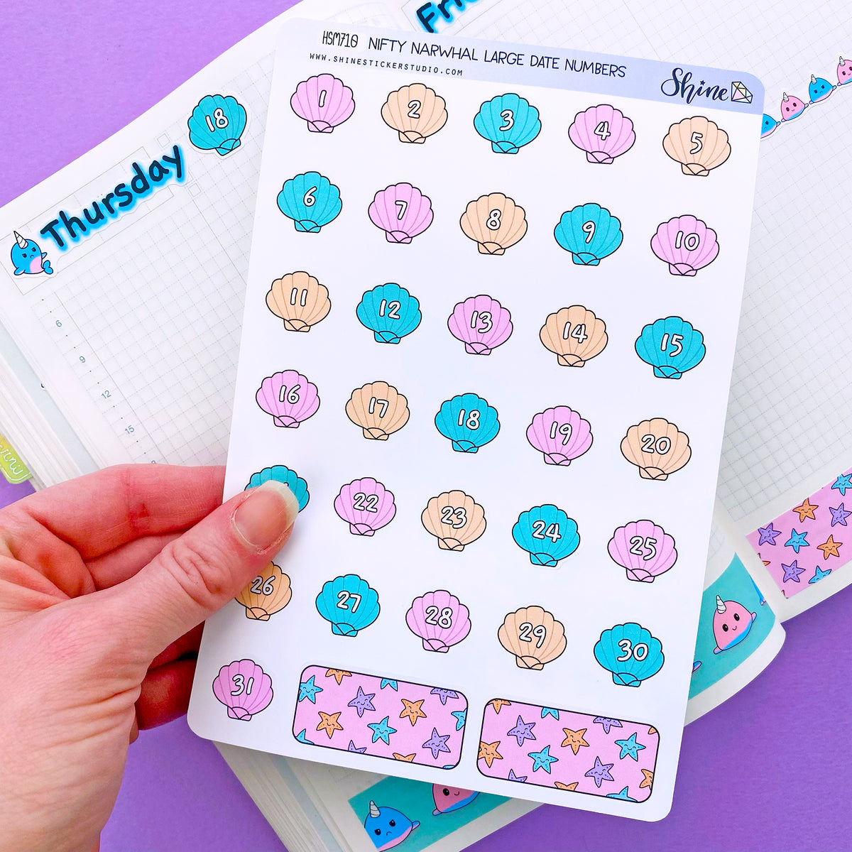 Nifty Narwhal Large Date Number Stickers – Shine Sticker Studio