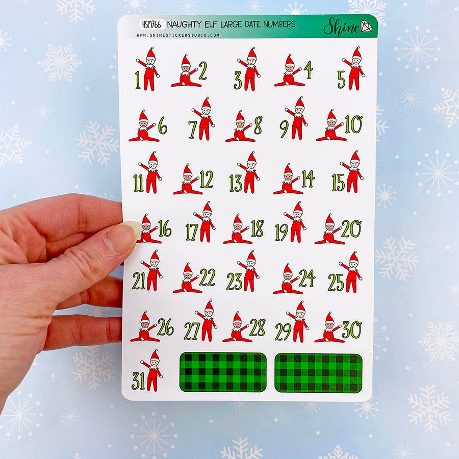 Naughty Elf Large Date Number Stickers – Shine Sticker Studio