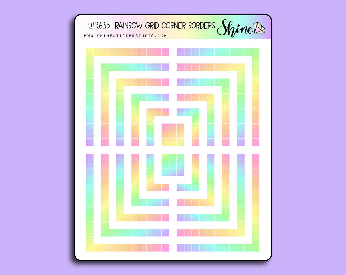 Rainbow Grid Corner Borders – Shine Sticker Studio