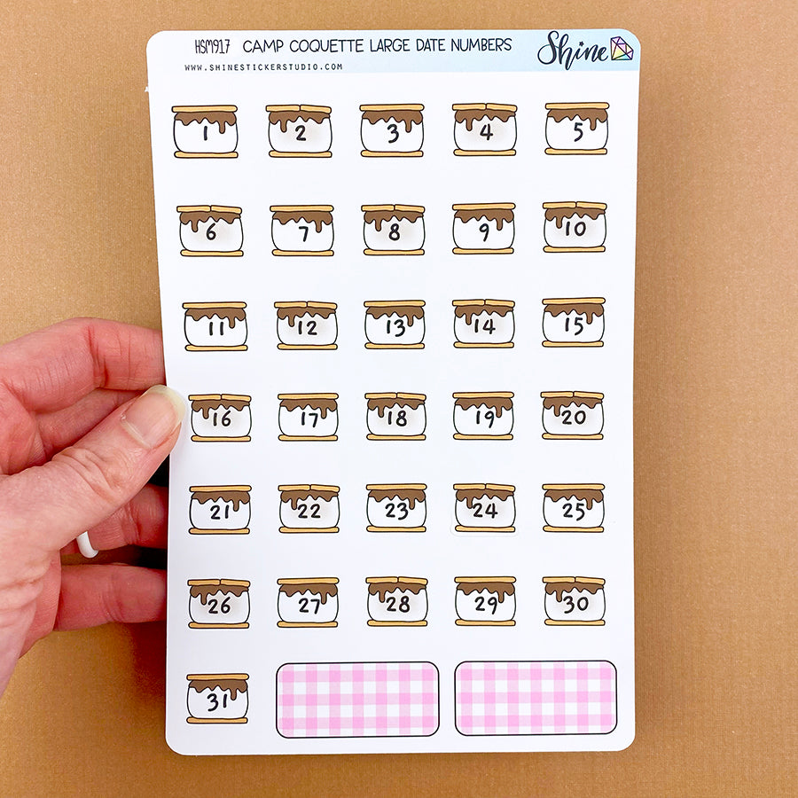 Camp Coquette Large Date Number Planner Stickers – Shine Sticker Studio