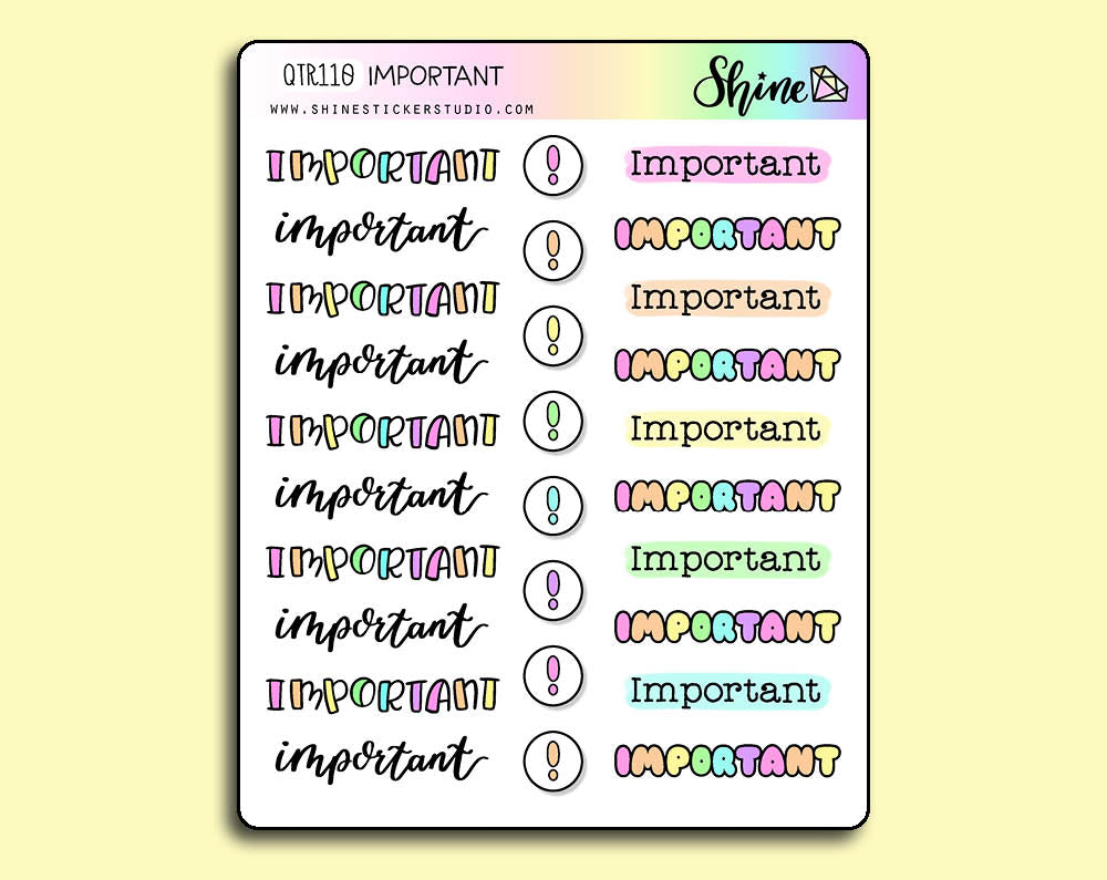 Important Stickers – Shine Sticker Studio