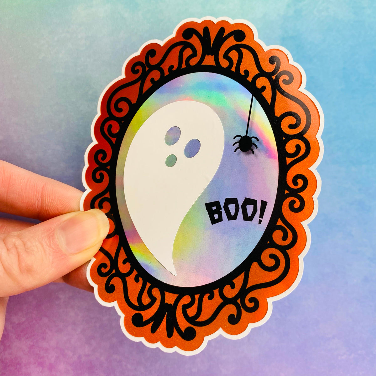 HOLOGRAPHIC Halloween Ghost Boo Die Cut Vinyl Decal – Shine Sticker Studio