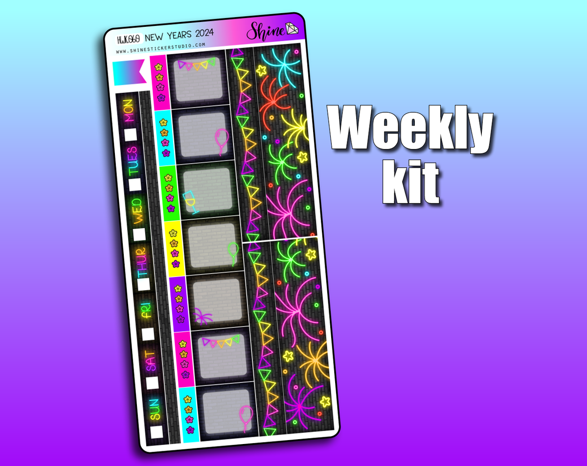 CLEARANCE Neon New Years 2024 - Hobonichi Weeks Sticker Kit – Shine ...