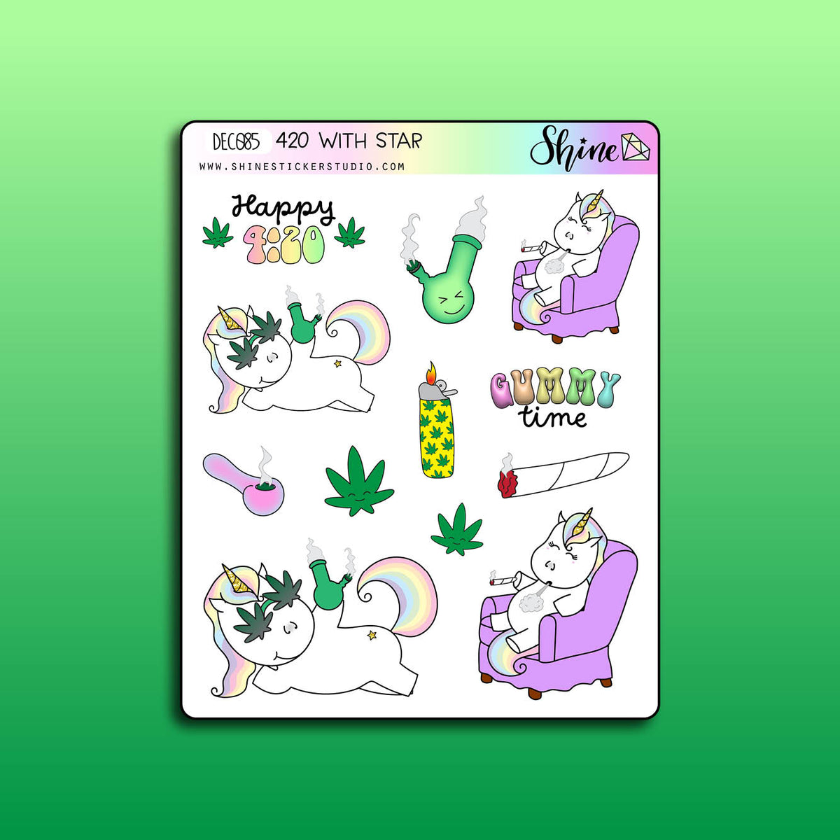 420 With Star Deco Stickers – Shine Sticker Studio