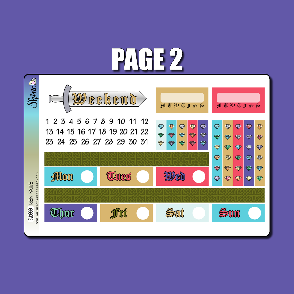 Ren Faire Vertical Weekly Sticker Kit – Shine Sticker Studio