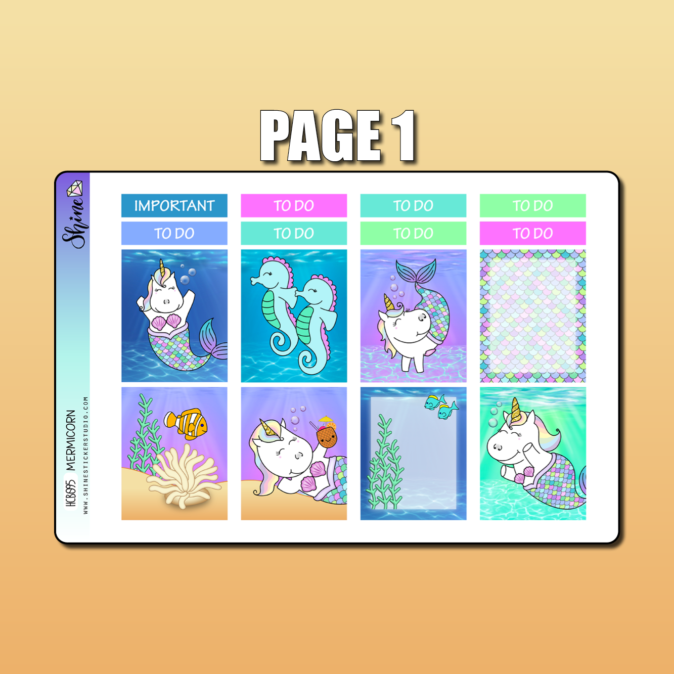 Mermicorn Hobonichi Cousin Sticker Kit – Shine Sticker Studio