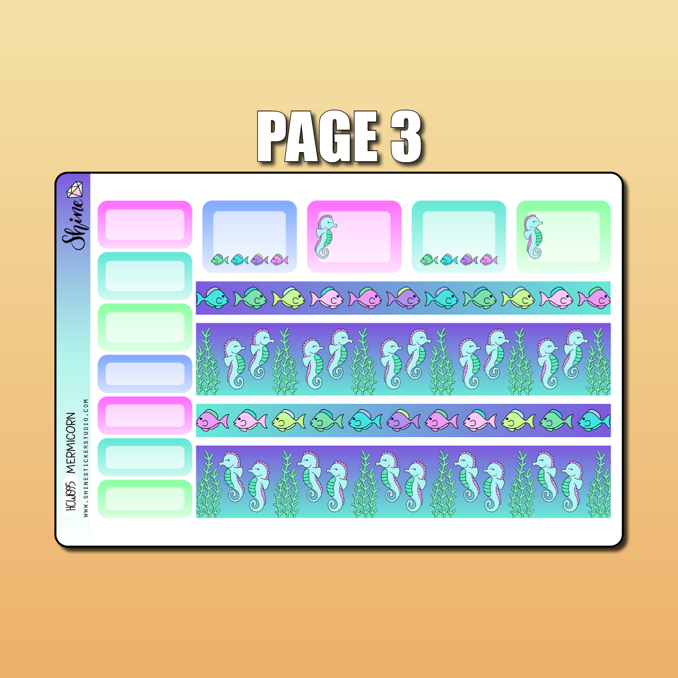 Mermicorn Hobonichi Cousin Sticker Kit – Shine Sticker Studio
