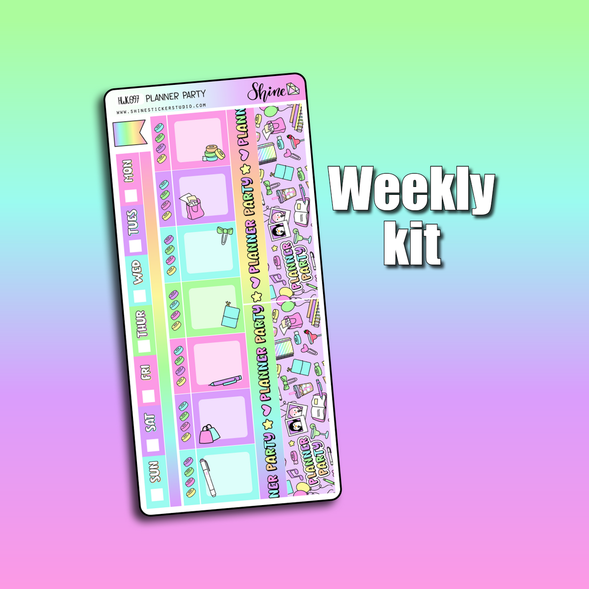 Planner Party Hobonichi Weeks Sticker Kit – Shine Sticker Studio
