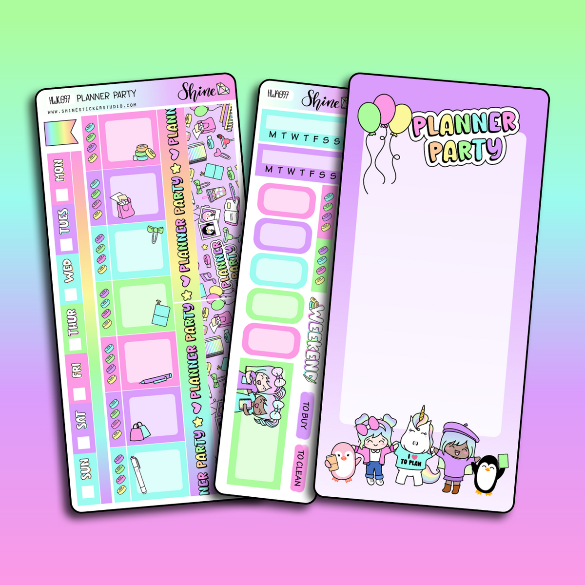 Planner Party Hobonichi Weeks Sticker Kit – Shine Sticker Studio