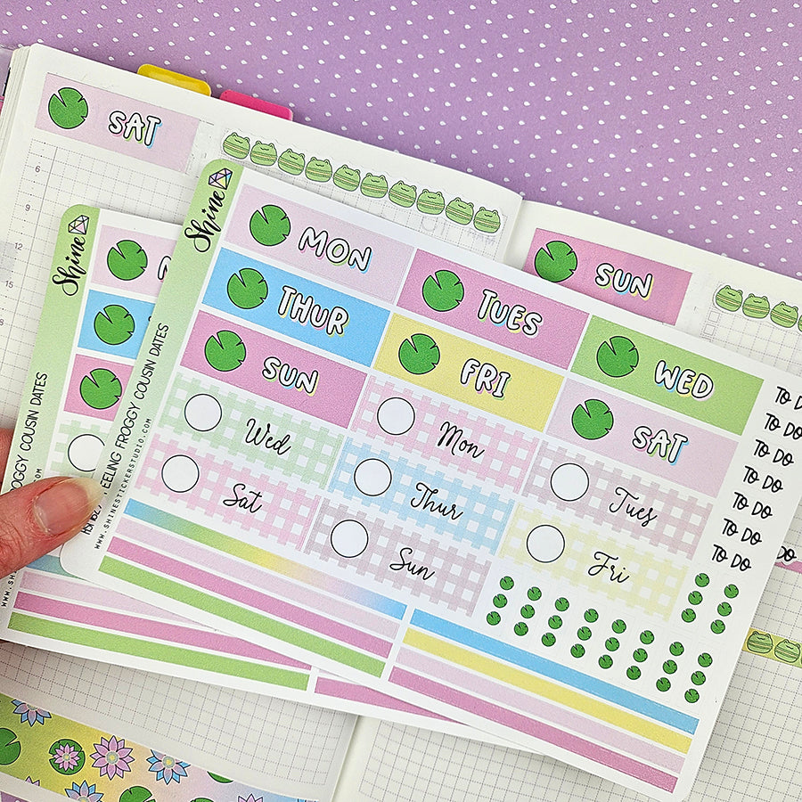 Feeling Froggy Cousin Daily Date Cover Stickers – Shine Sticker Studio