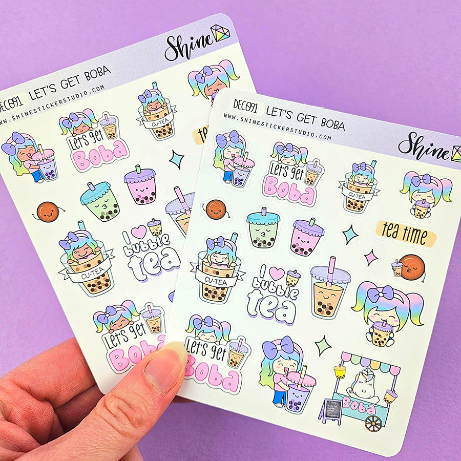 Let's Get Boba Deco Stickers – Shine Sticker Studio