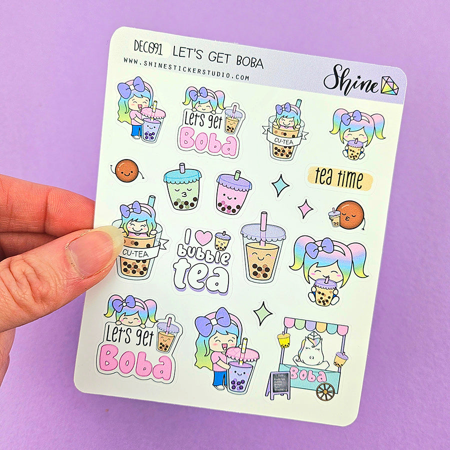 Let's Get Boba Deco Stickers – Shine Sticker Studio