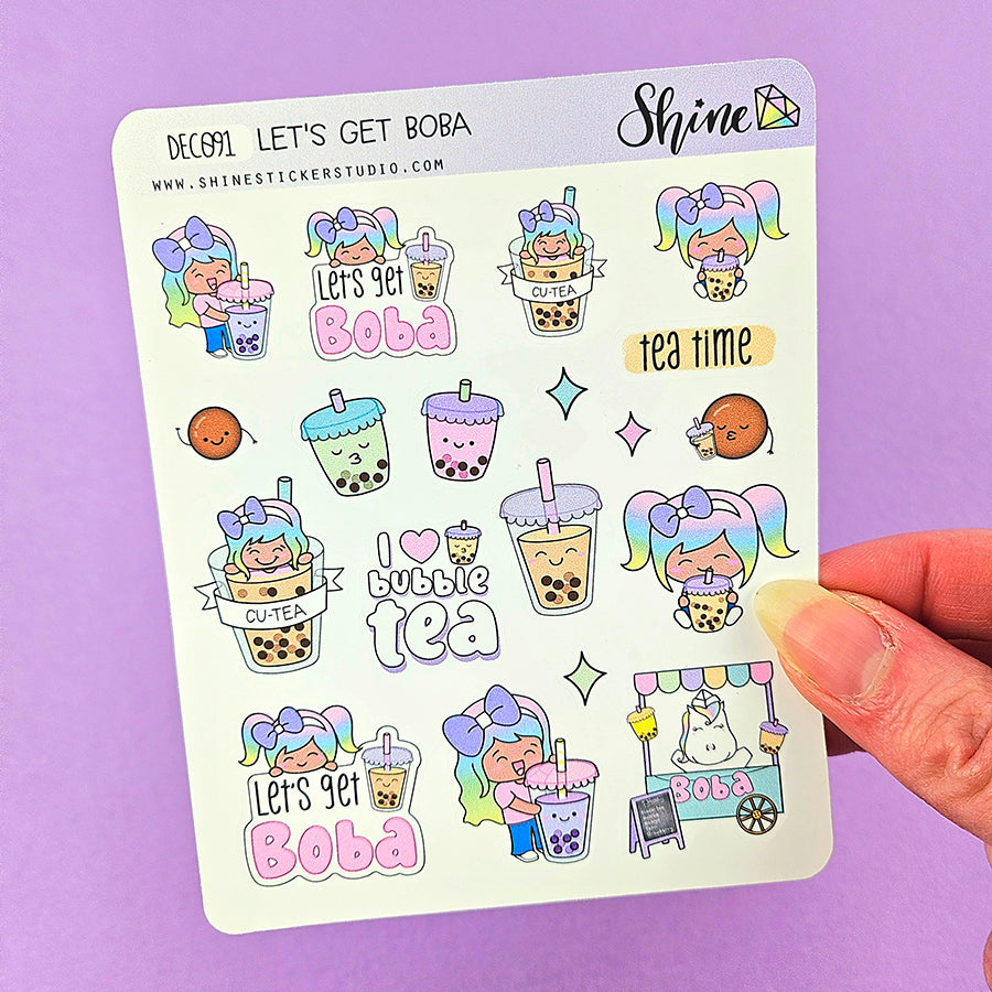 Let's Get Boba Deco Stickers – Shine Sticker Studio