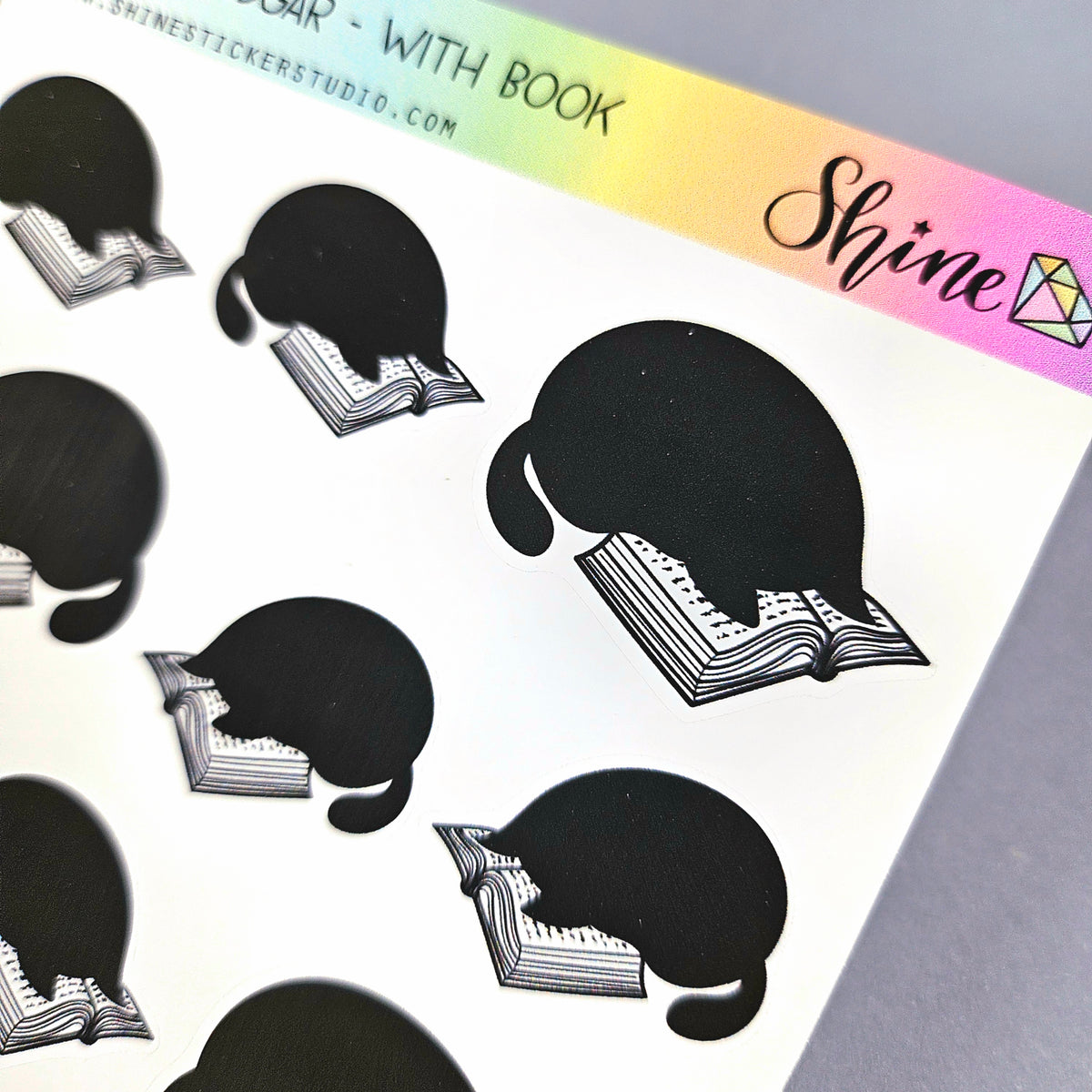 Edgar the Cat - With Book – Shine Sticker Studio