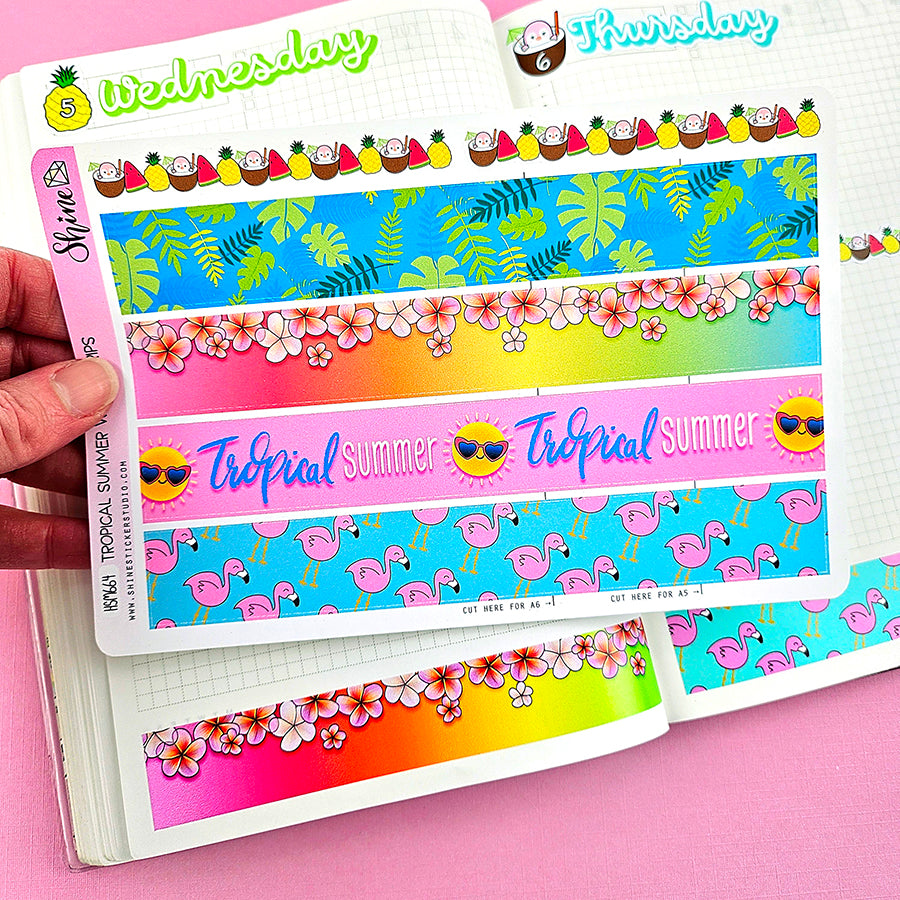 Tropical Summer Washi Strip Stickers – Shine Sticker Studio