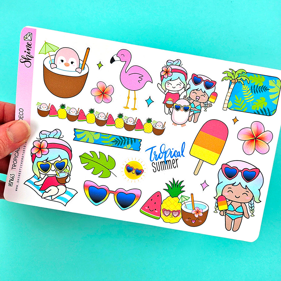 Tropical Summer Bujo Deco Stickers – Shine Sticker Studio