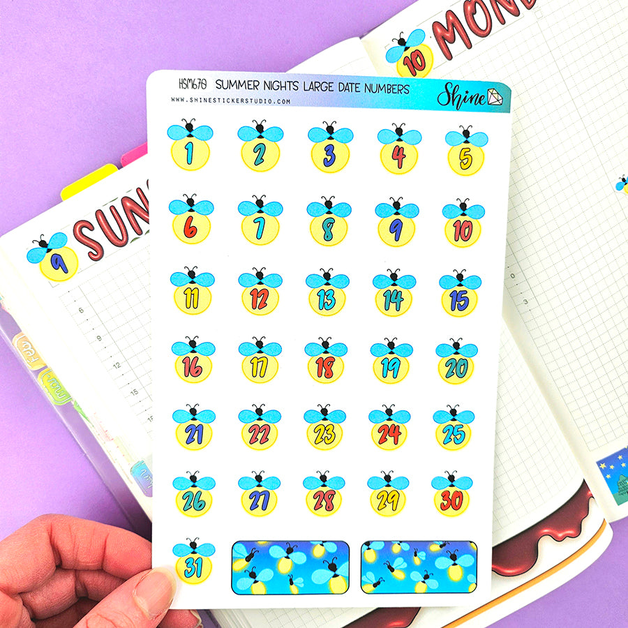 Summer Nights Large Date Number Stickers – Shine Sticker Studio