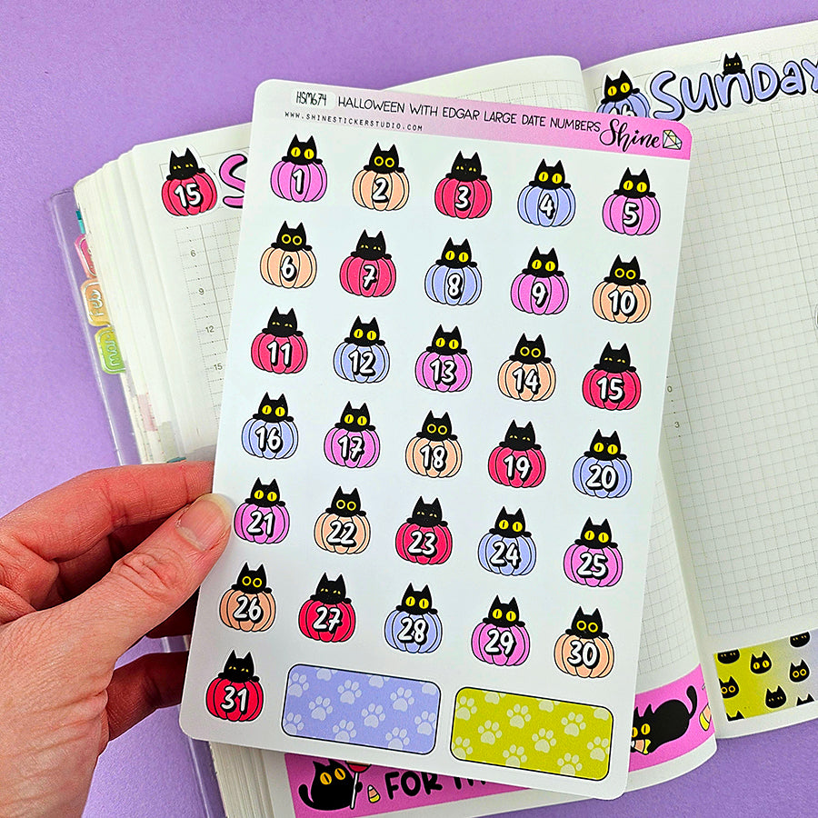 Halloween with Edgar Large Date Number Stickers – Shine Sticker Studio