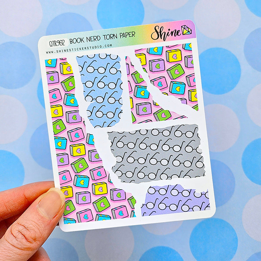 Book Nerd Torn Paper Stickers – Shine Sticker Studio
