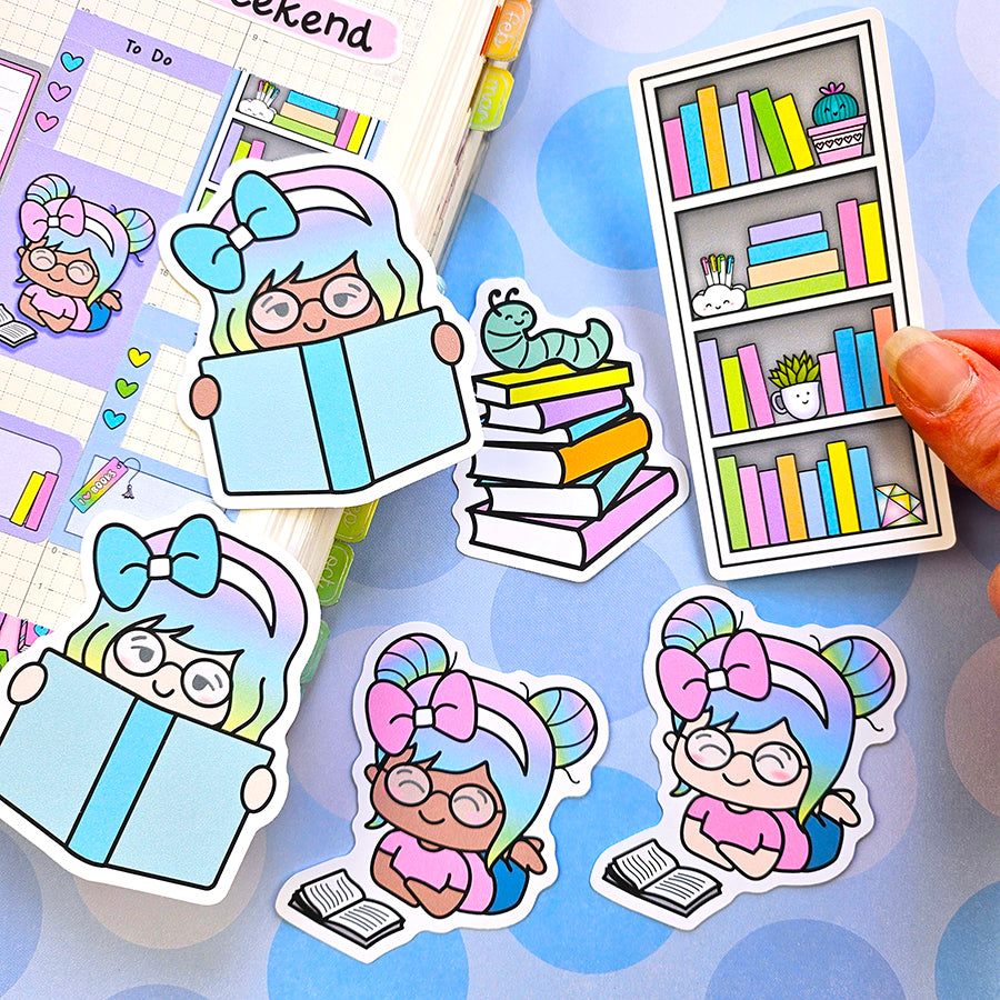 Book Nerd Sticker DIE CUT Collection – Shine Sticker Studio