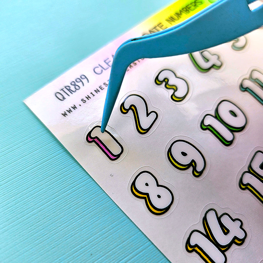 Clear 3D Date Number Stickers – Shine Sticker Studio