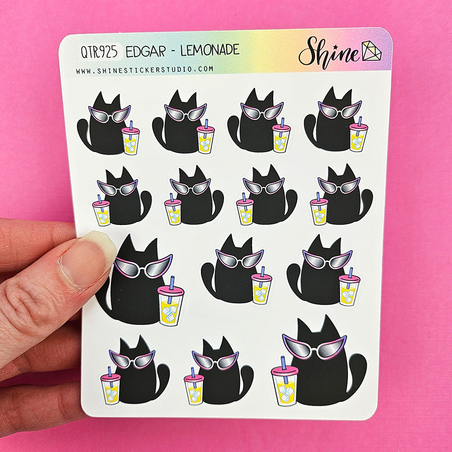 Edgar the Cat - Lemonade Planner Stickers – Shine Sticker Studio