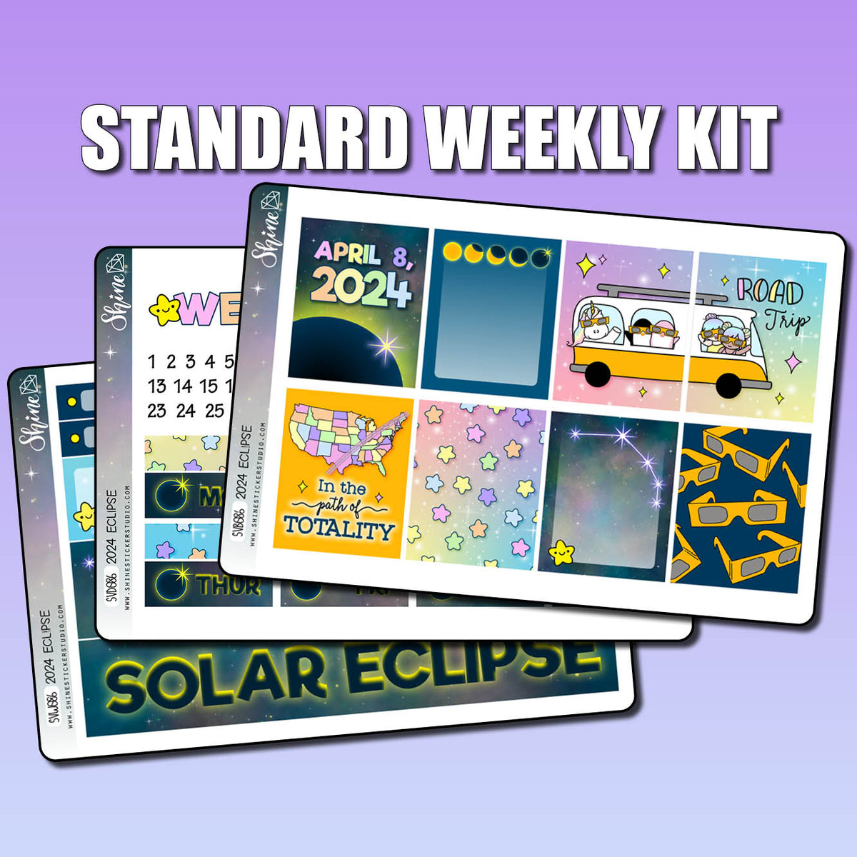 CLEARANCE 2024 Eclipse Vertical Weekly Sticker Kit – Shine Sticker Studio