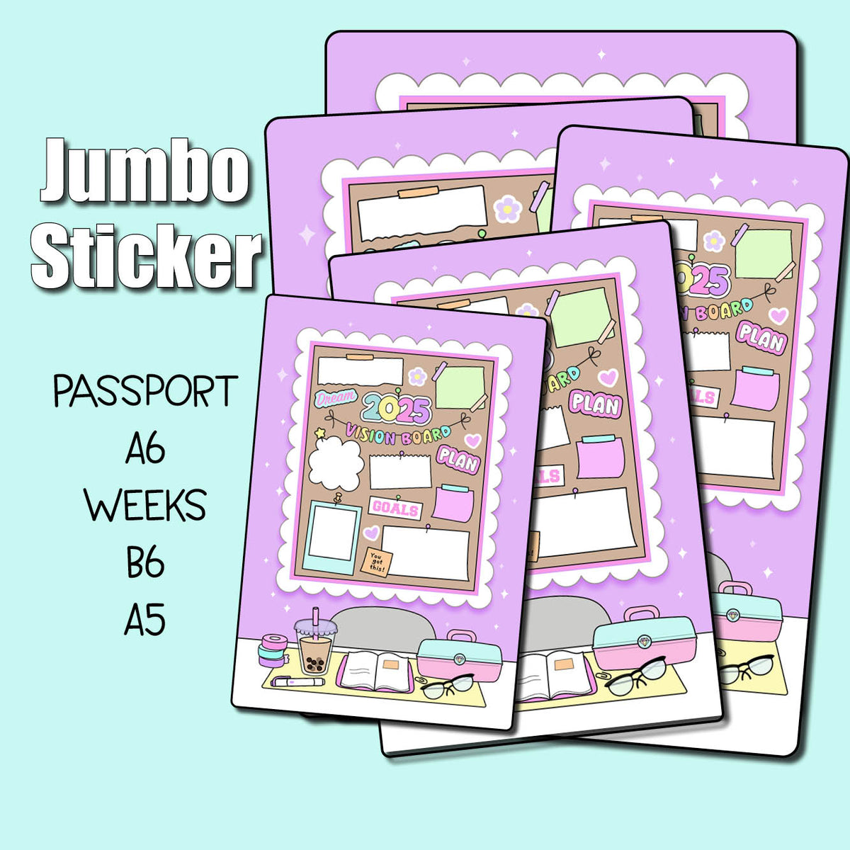 CLEARANCE 2025 Vision Board Jumbo Sticker – Shine Sticker Studio