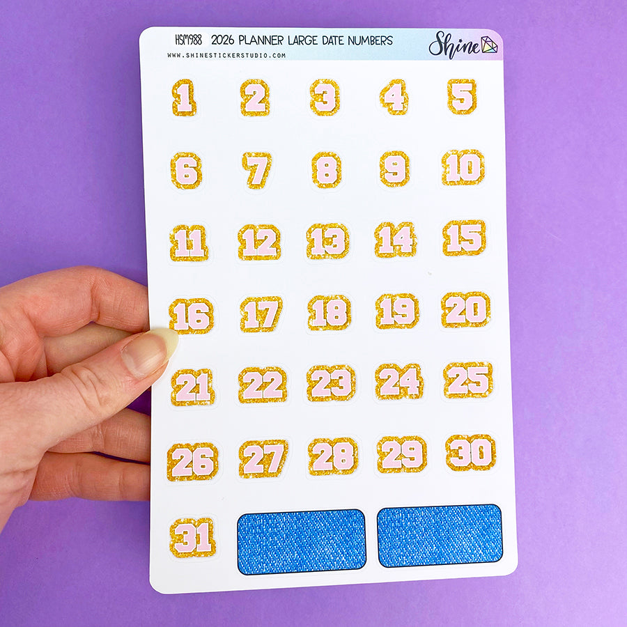 2026 Planner Large Date Number Stickers – Shine Sticker Studio