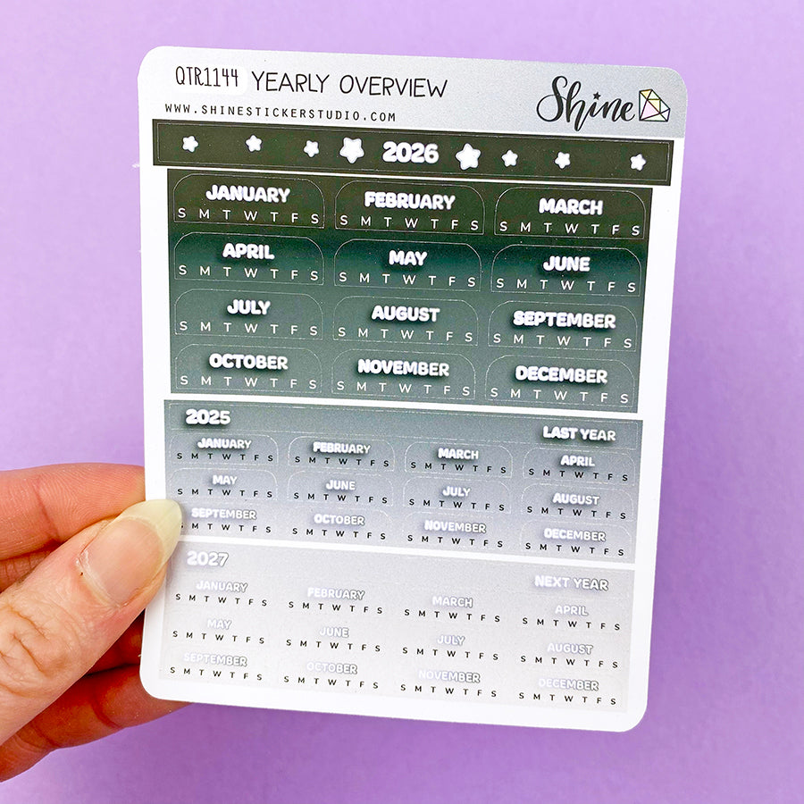 2026 Hobonichi A6 Yearly Overview Sticker Kit – Shine Sticker Studio