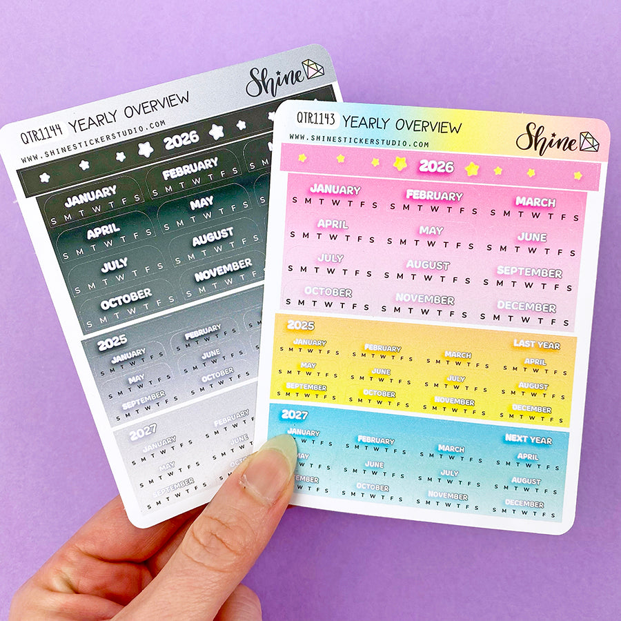 2026 Hobonichi A6 Yearly Overview Sticker Kit – Shine Sticker Studio