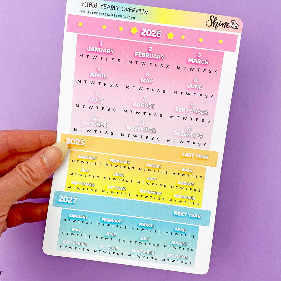 2026 Hobonichi Cousin Yearly Overview Sticker Kit – Shine Sticker Studio