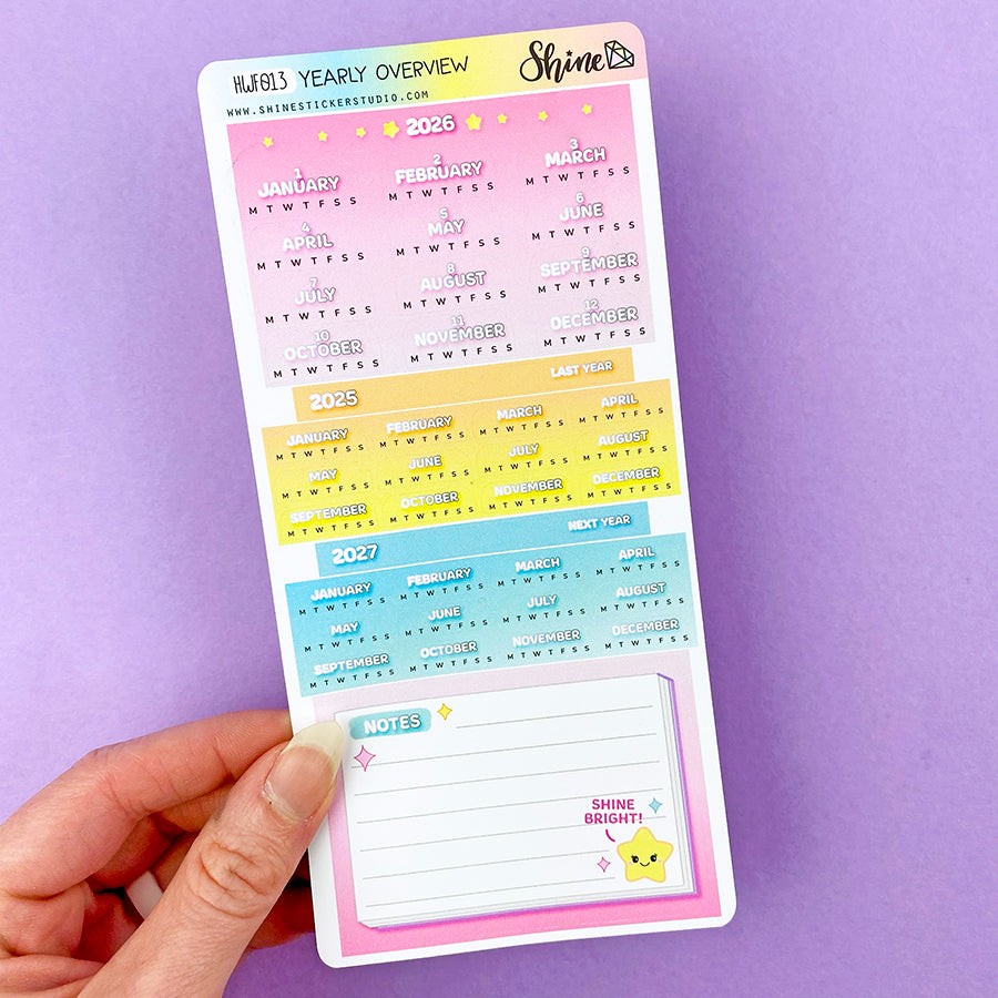 2026 Hobonichi Weeks Yearly Overview Sticker Kit – Shine Sticker Studio