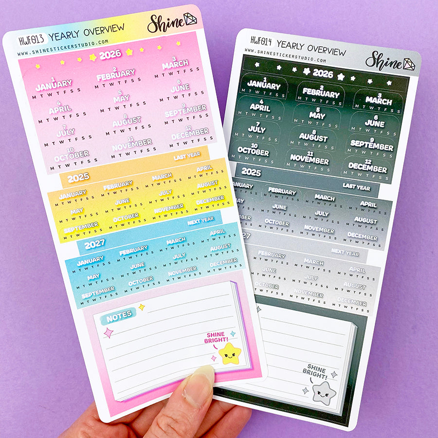 2026 Hobonichi Weeks Yearly Overview Sticker Kit – Shine Sticker Studio
