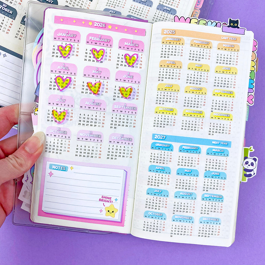 2026 Hobonichi Weeks Yearly Overview Sticker Kit – Shine Sticker Studio