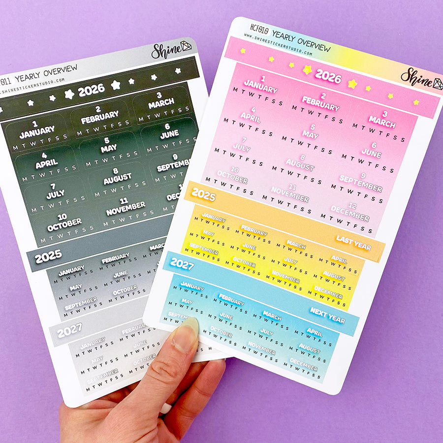 2026 Hobonichi Cousin Yearly Overview Sticker Kit – Shine Sticker Studio