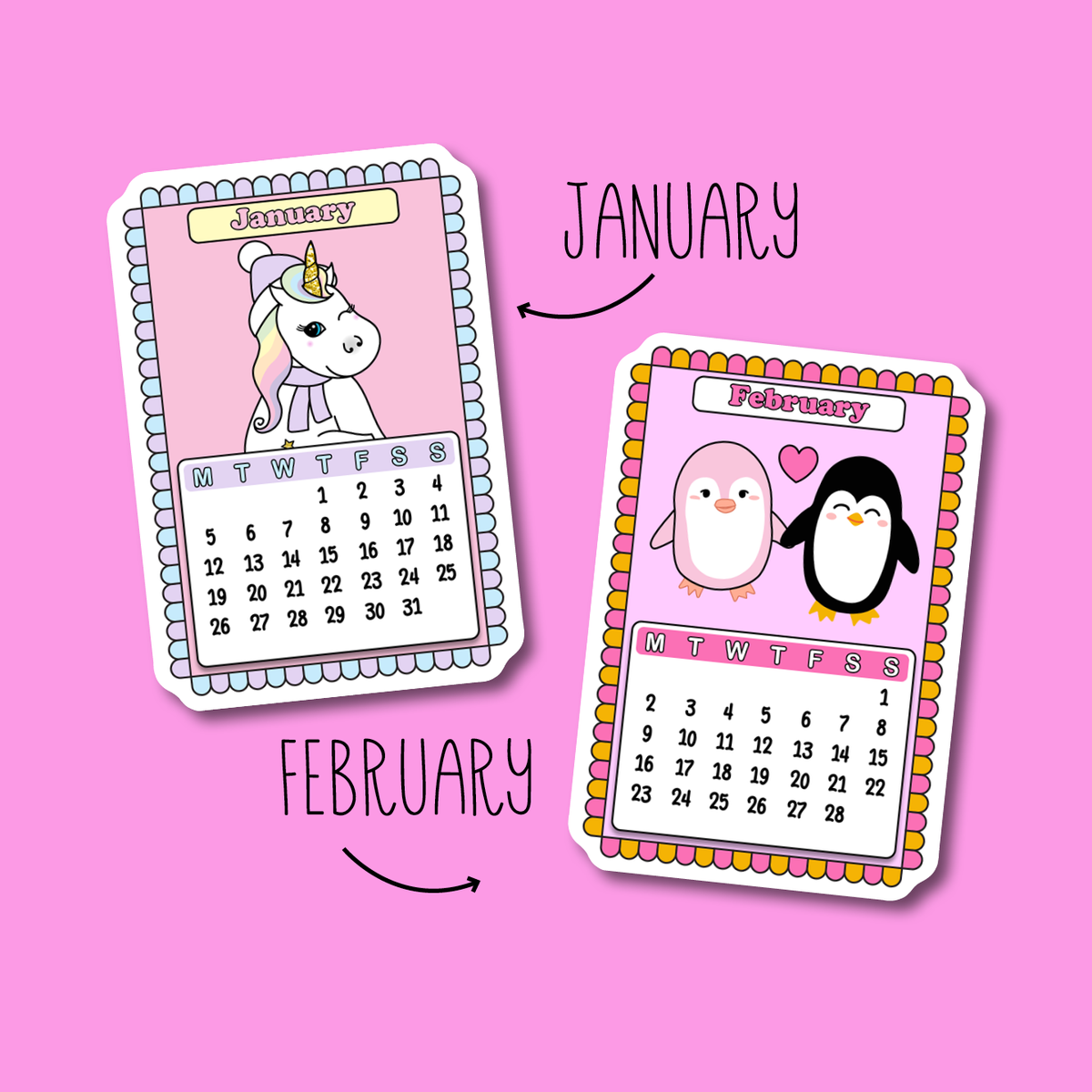 2026 Calendar Planner Sticker Die Cuts - Monday Start – Shine Sticker ...