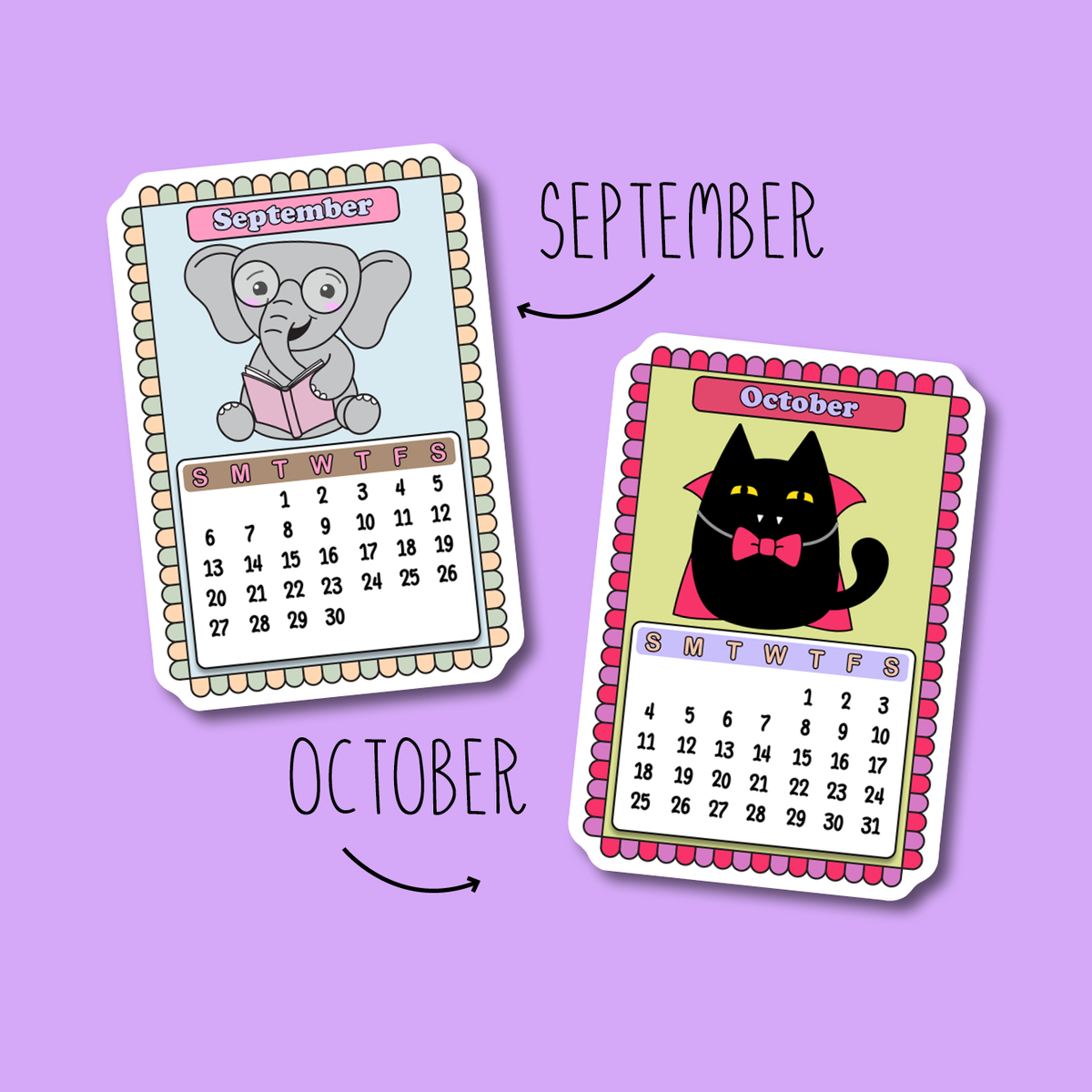 2026 Calendar Planner Sticker Die Cuts - Sunday Start – Shine Sticker ...