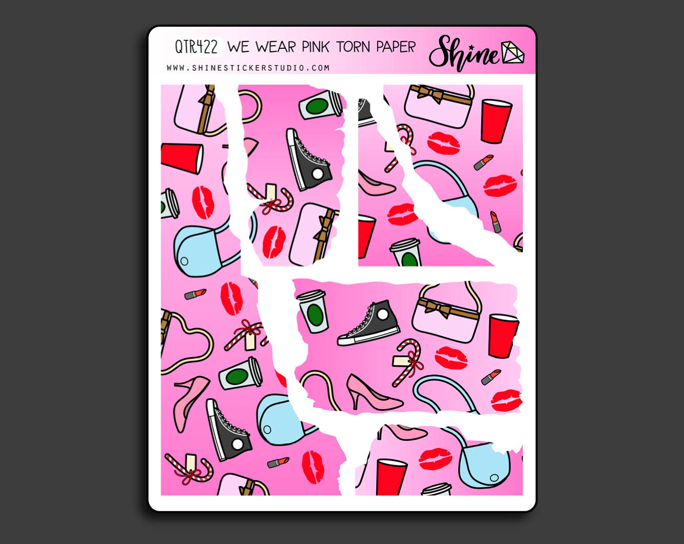 We Wear Pink Torn Paper Stickers