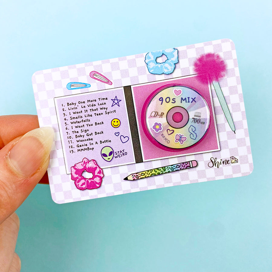 90s Mix CD Button Pin - April Subscription – Shine Sticker Studio
