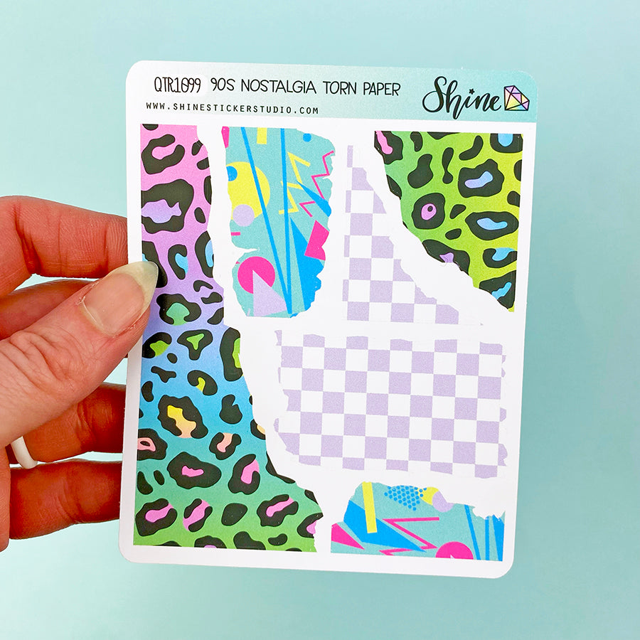 90s Nostalgia Torn Paper Stickers – Shine Sticker Studio